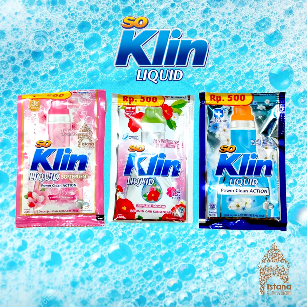 Jual So Klin Liquid Deterjen Cair Konsentrat Sachet Sabun Cuci Baju 20 ...