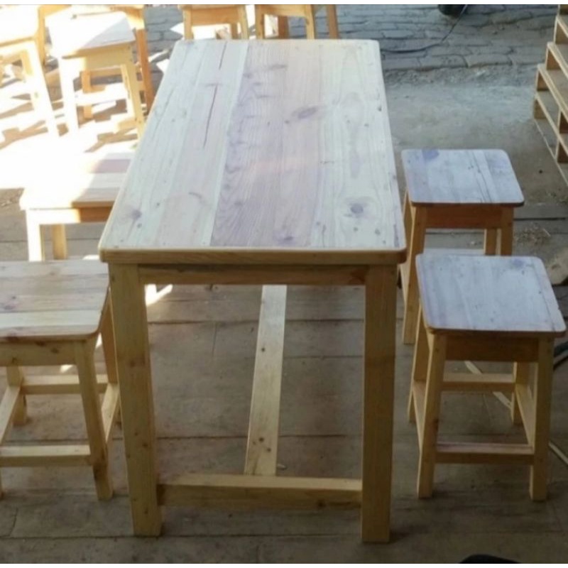 Jual SEDIA Paket usaha Meja satu set dengan kursi A meja resto meja cafe kayu jati belanda ...