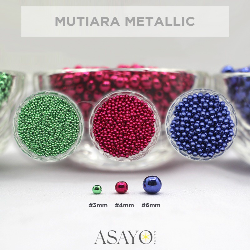 Jual (10gr) Mutiara Jepang KW1 Bulat Metalik 3mm 4mm 6mm Banyak Warna ...