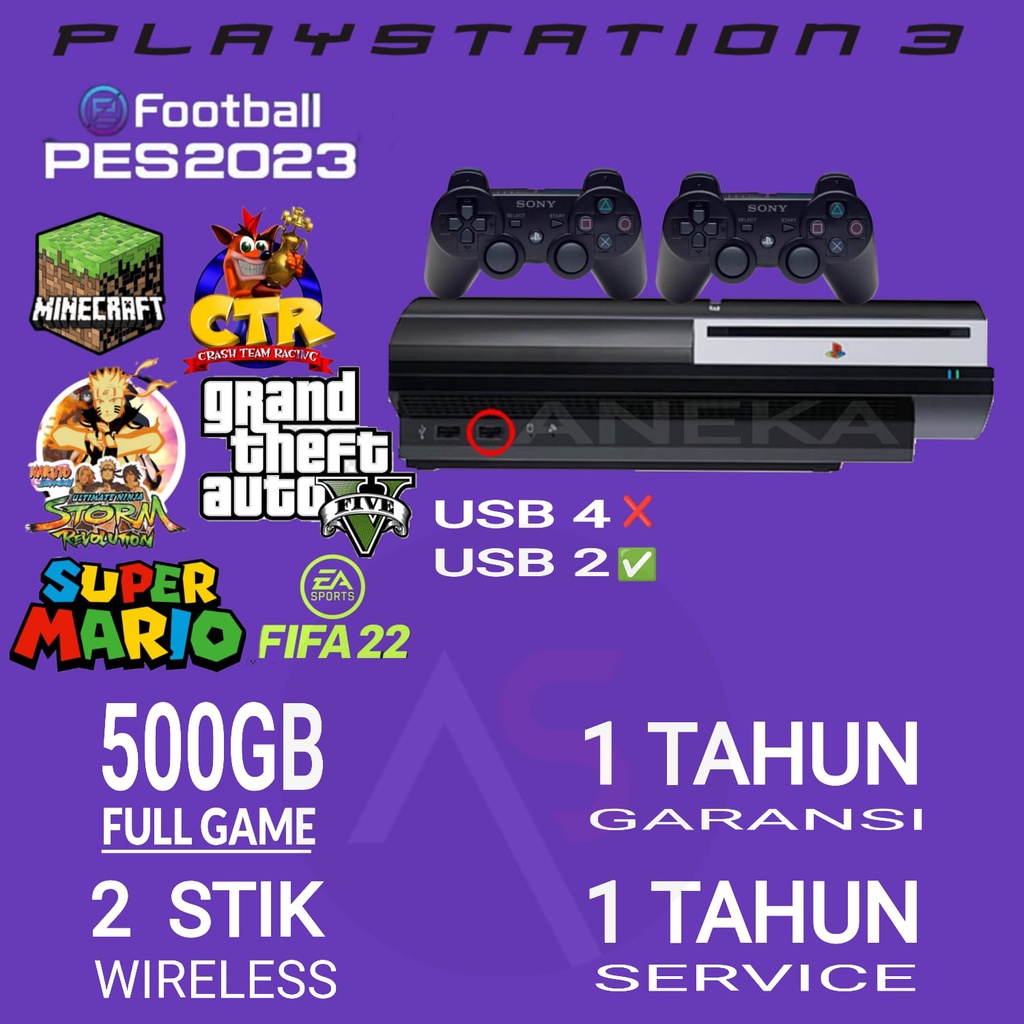 Jual ps3 fat cfw fullset 2 stik hd 500gb | Shopee Indonesia