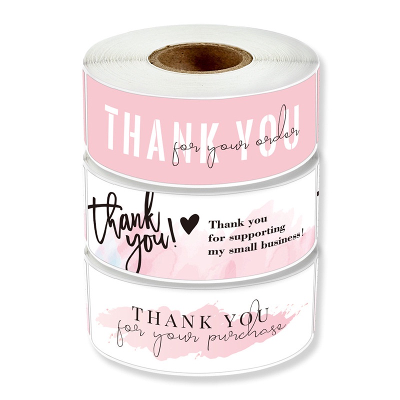 Jual STIKER ROLL LABEL PINK THANK YOU STICKER LABEL PANJANG TERIMAKASIH ...