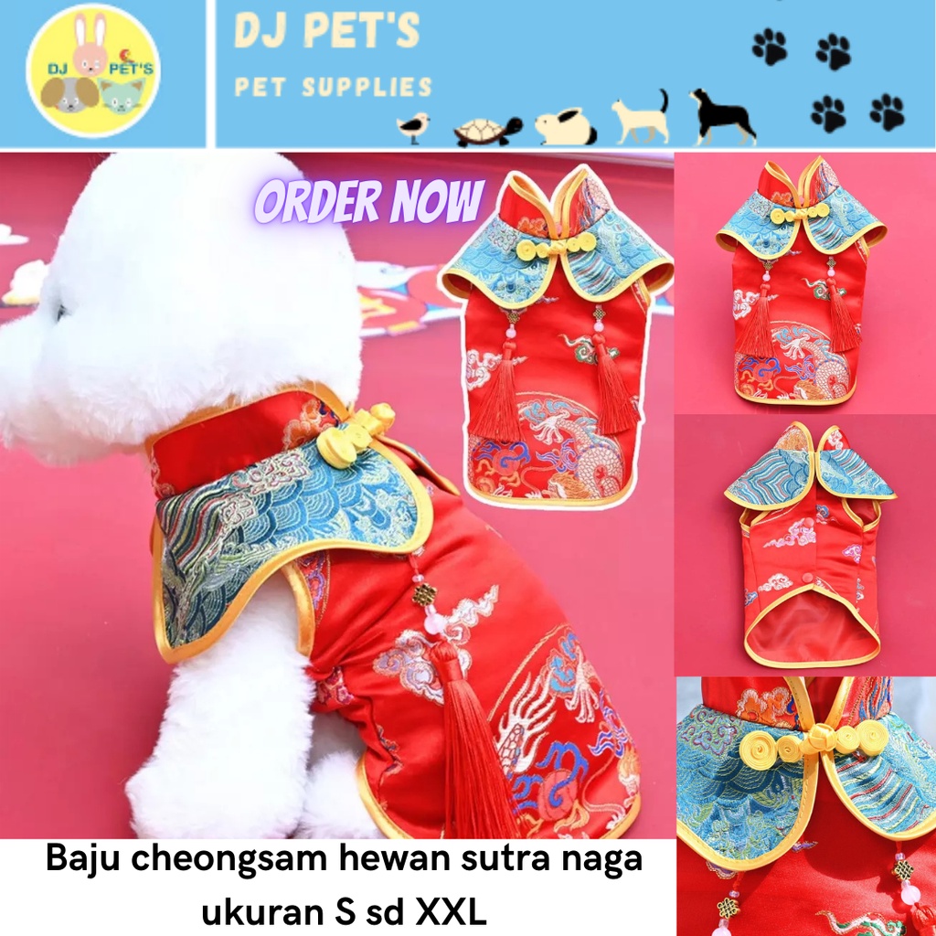 Jual baju anjing dan baju kucing baju imlek cheongsam untuk hewan anabul sutra naga | Shopee ...