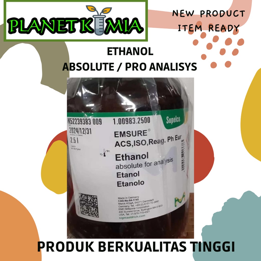 Jual ETHANOL ABSOLUTE PRO ANALISA PER 1 LITER MERCK BEST QUALITY | Shopee Indonesia