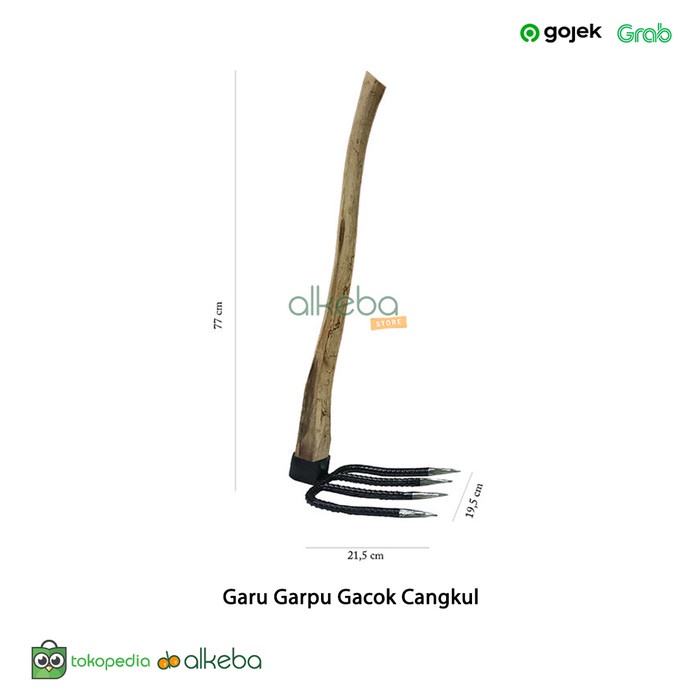 Jual [Ready] Garu Gacok Cangkrang Gagang Kayu Garpu Taman Besar ...