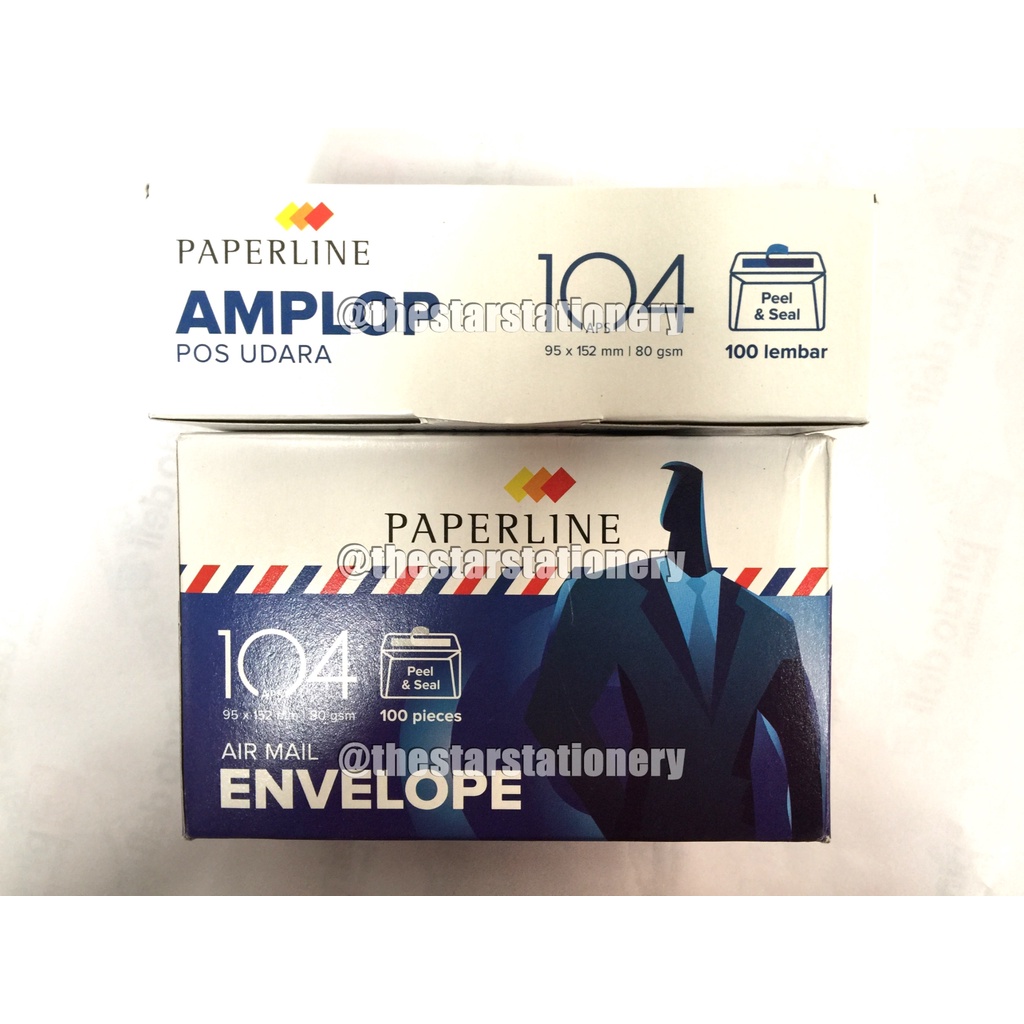Jual (1 Pack isi 100 Lembar) Amplop Paperline 104 Airmail Perekat Ukuran 9,5 x 15,2 cm ...