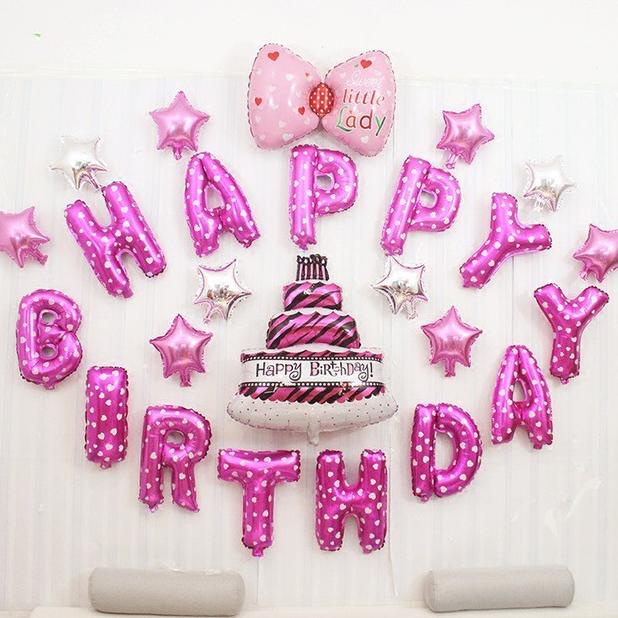 Jual PRODUK- [PAKET] BALON FOIL HAPPY BIRTHDAY CAKE HBD PINK . | Shopee ...