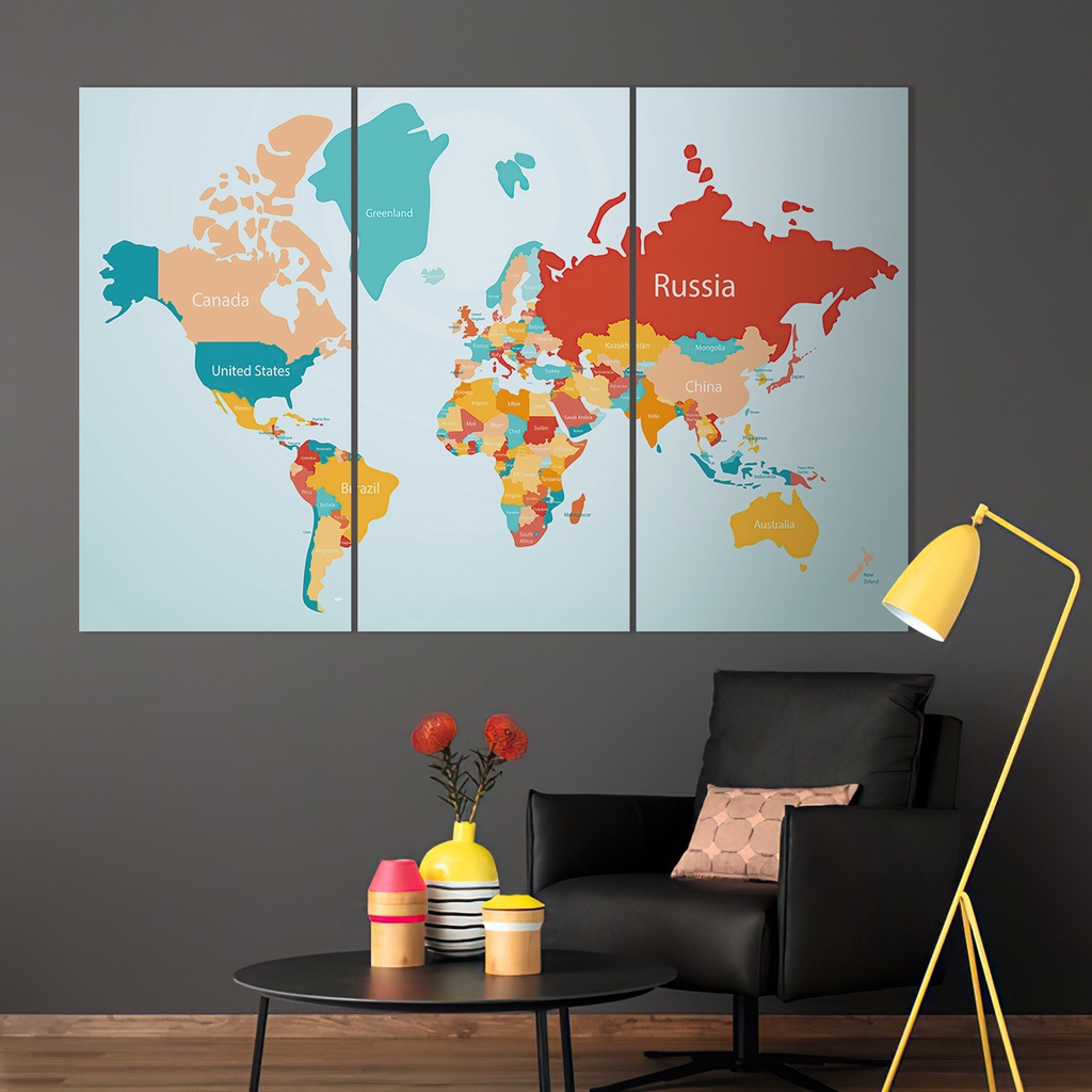 Jual [90X60] Wall Decor Hiasan Dinding Peta Dunia World Map Vintage ...