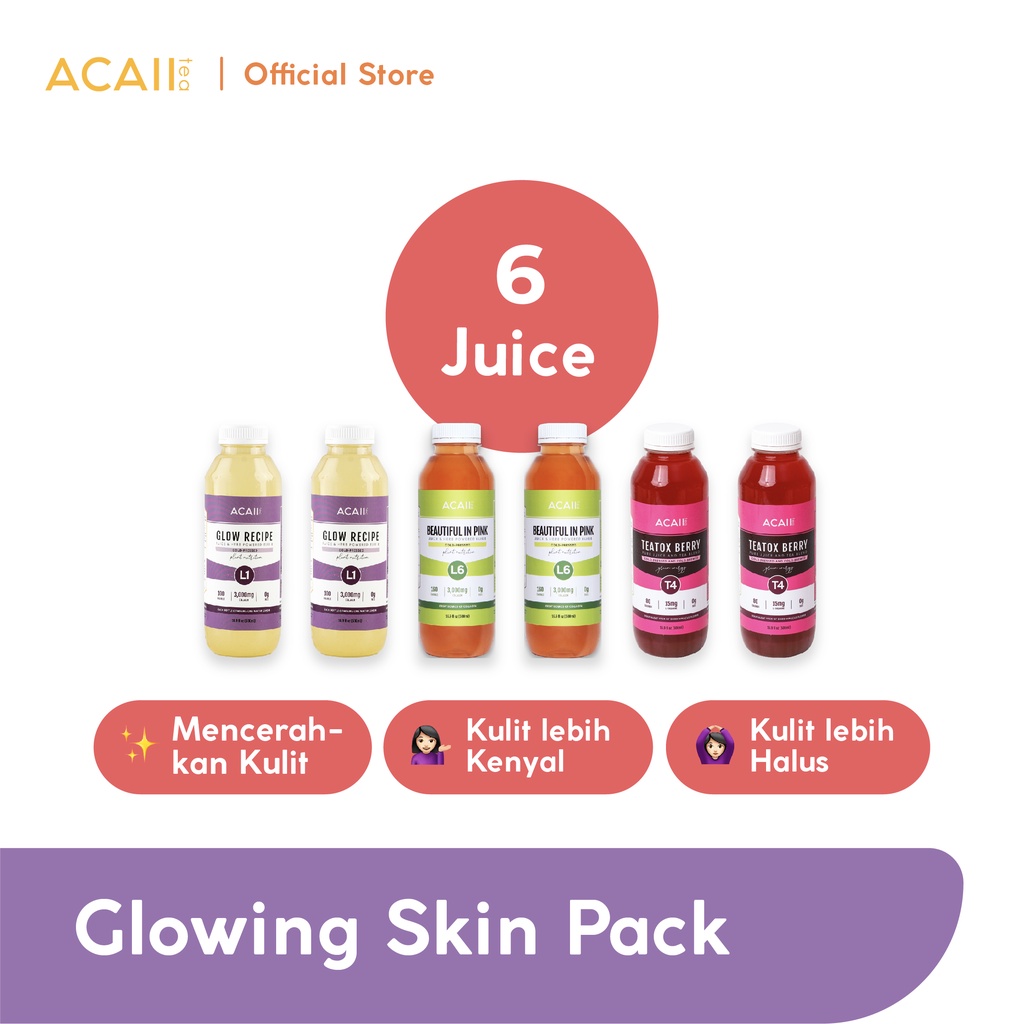 Jual Acaii Tea Glowing Skin (6x500ml) | Shopee Indonesia
