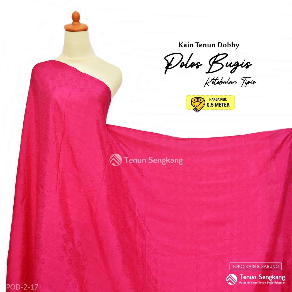 Jual Kain Tenun Dobby Polos Ketebalan Tipis Sutra Bugis Makassar Pink ...