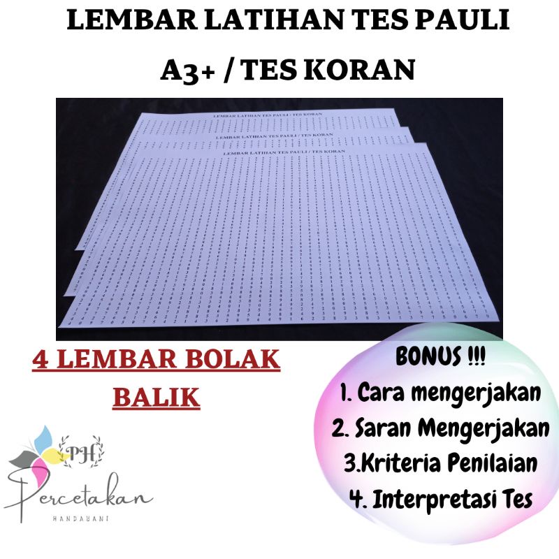 Jual TES PAULI A3+ / TES KORAN / TES PSIKOTES ( Paket A ) | Shopee ...