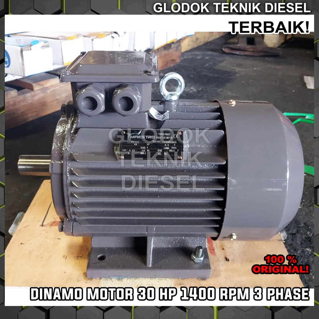 Jual Dinamo Motor 30 HP PK 1400 RPM 4 POLE 3 PHASE Gulungan FULL TEMBAGA ORIGINAL TERBAIK ...