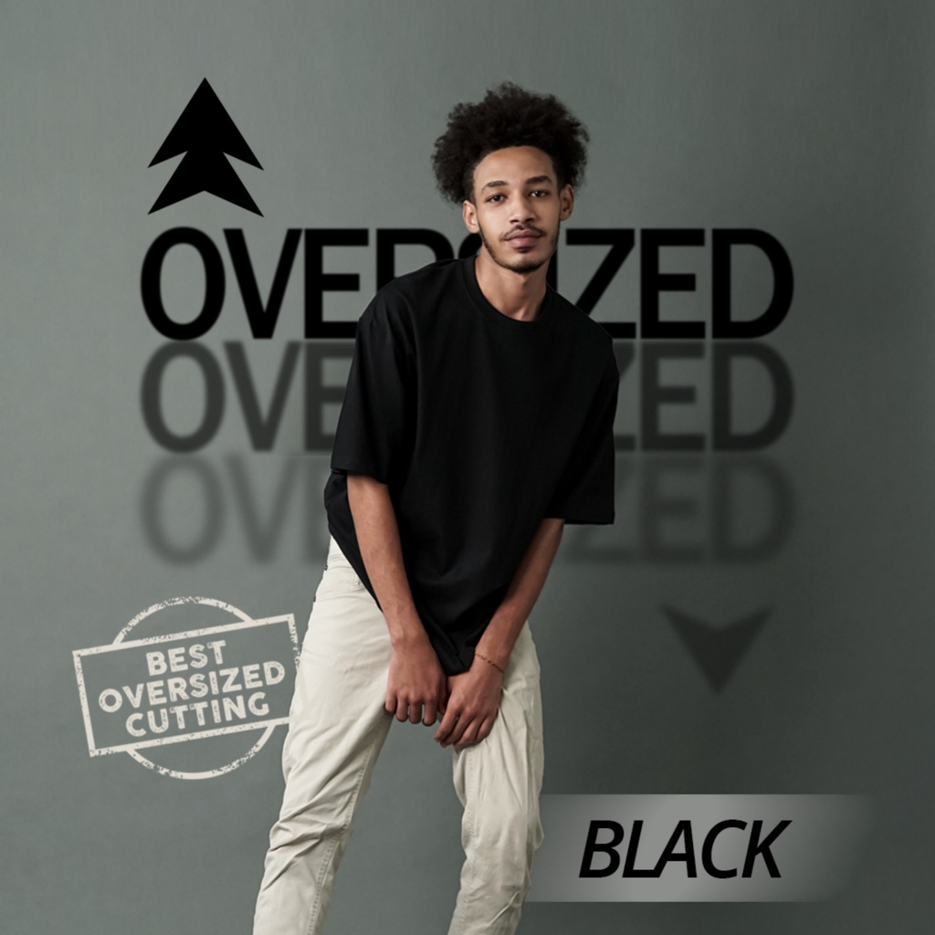 Jual KAOS POLOS OVERSIZE HITAM HEAVY COTTON COMBED 20S/24S UNISEX ...