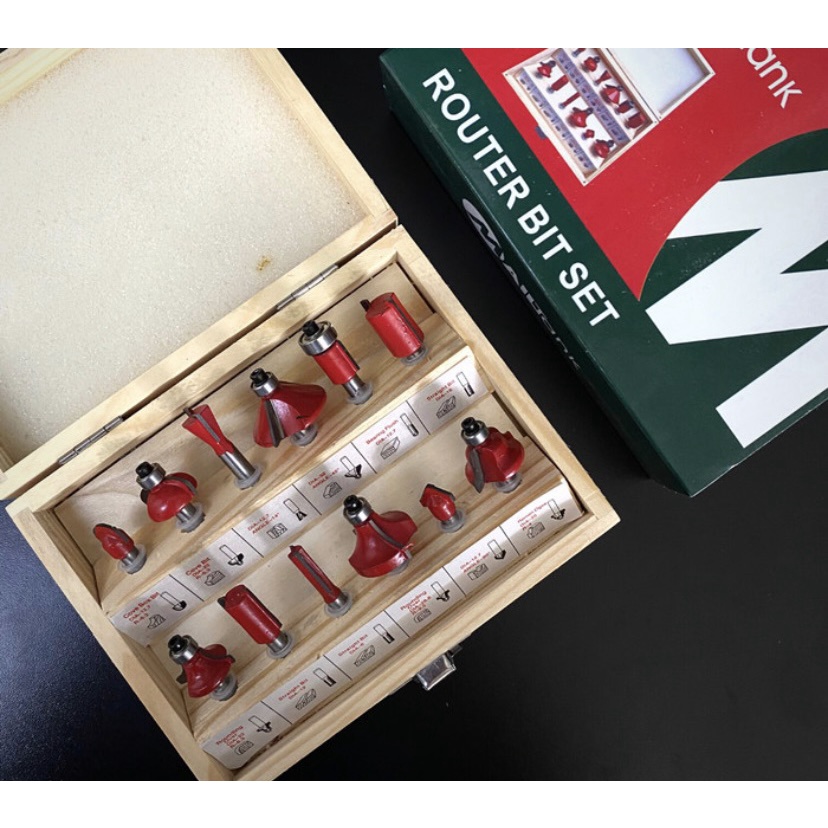 Jual Mata Profil Kayu Set 12pcs - Mailtank SH121 Router Trimmer Bits 12 ...