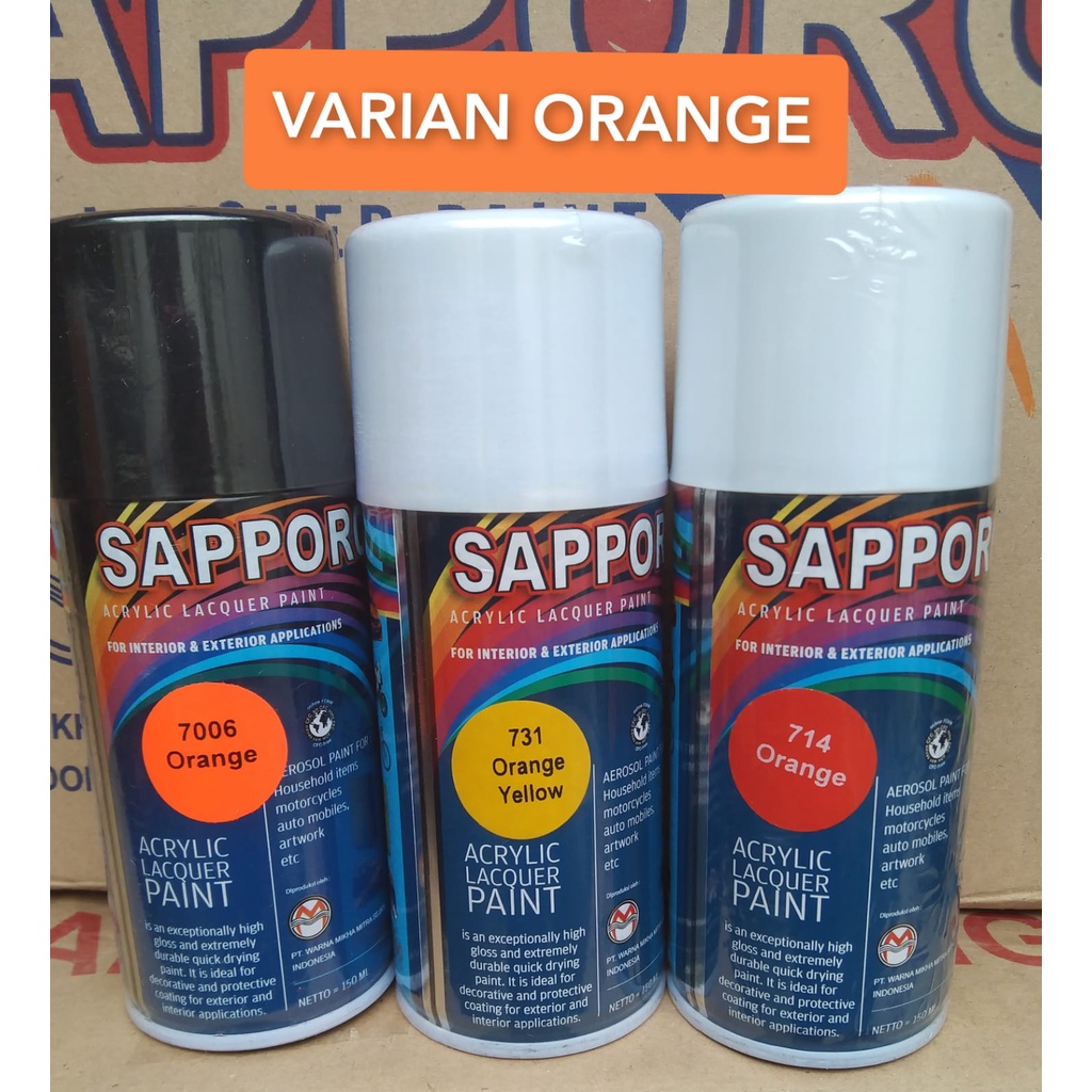 Jual pilok pilox cat semprot Sapporo saporo 150ml varian orange oranye ...