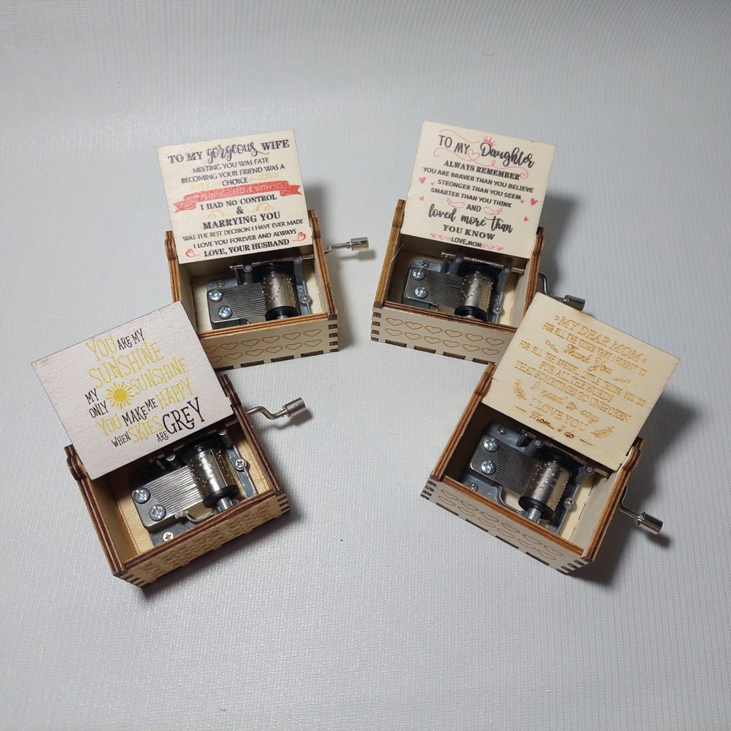 Jual Unik Kotak Musik Kayu Vintage Putar Tangan Music Box My Sunshine ...