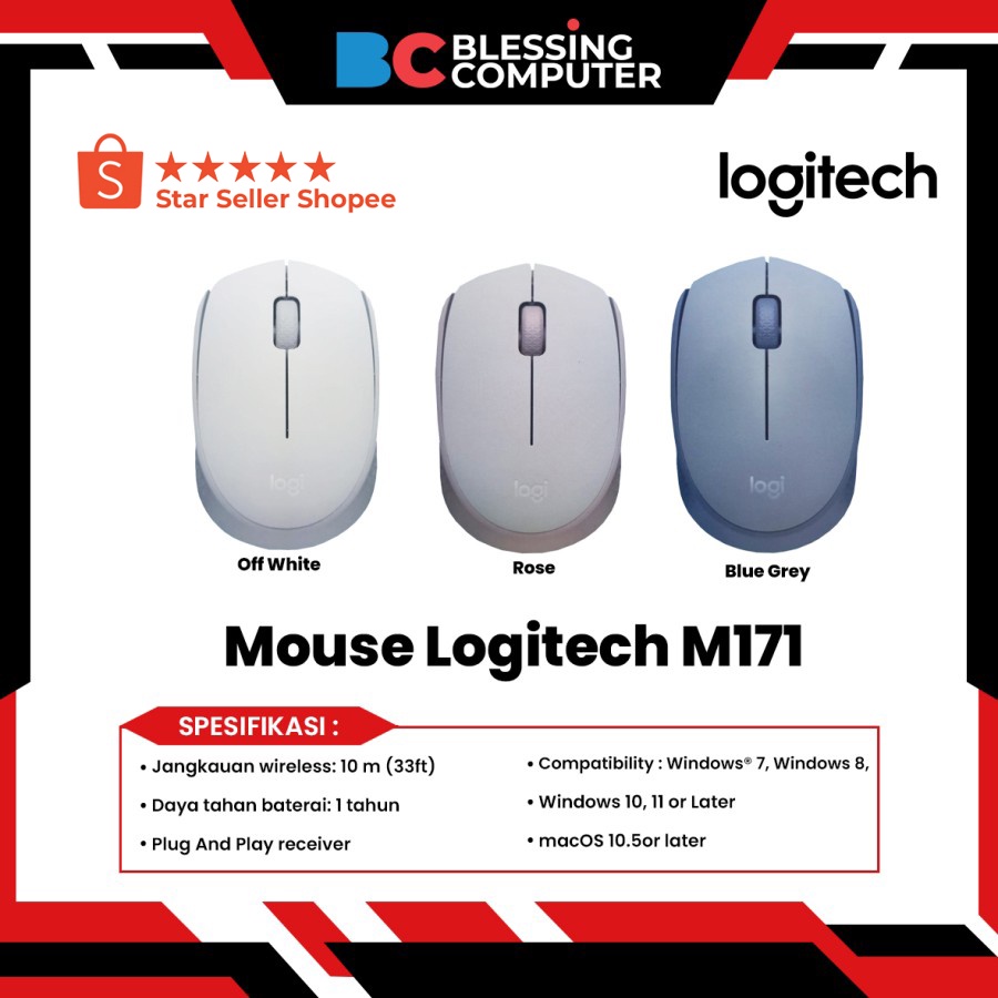 Jual Mouse Logitech M171 Blue Grey | Shopee Indonesia