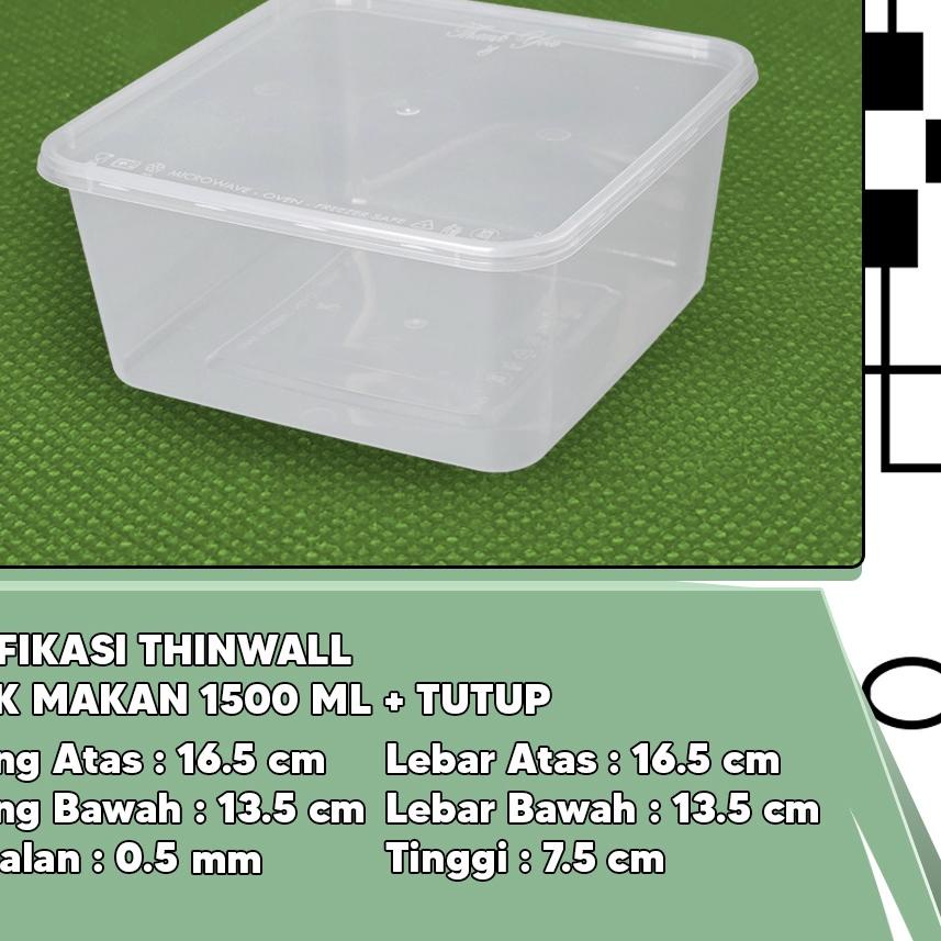 Jual Thinwall 1500 Ml Persegi Kotak Makan Plastik Shopee Indonesia