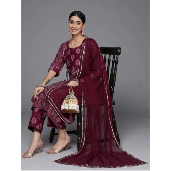 Jual kurta set maroon / baju India Ori (PPF 001) | Shopee Indonesia