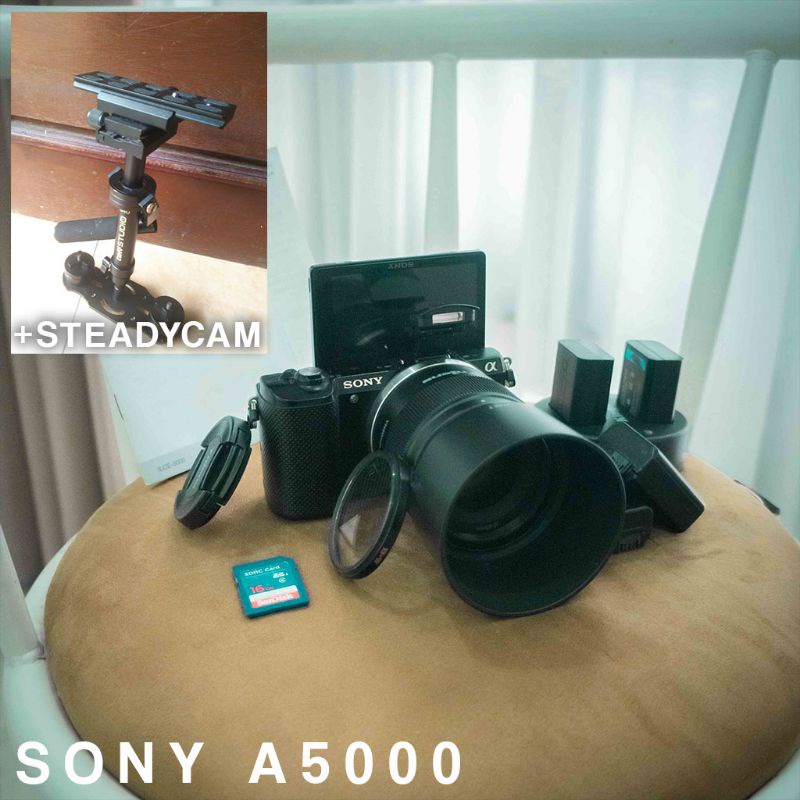 Jual SONY A5000 PAKET KERJA MURAH + LENSA 50mm F1.8 + Steady-cam ...