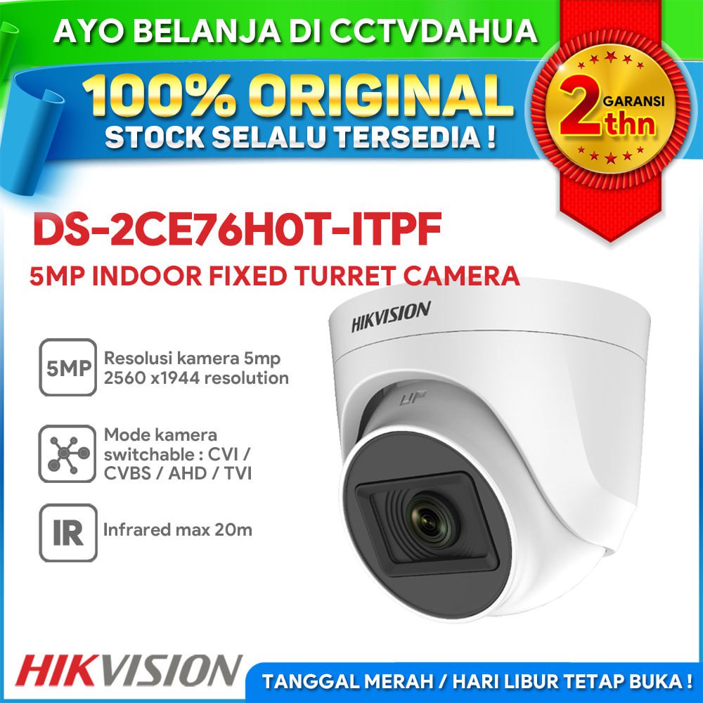 Jual HIKVISION DS-2CE76H0T-ITPF Hikvision 5 MP Indoor Fixed Turret Camera | Shopee Indonesia