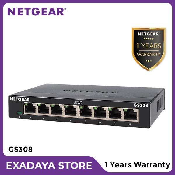 Jual NETGEAR GS308 , 8 port Gigabit Ethernet Unmanaged Switch | Shopee ...