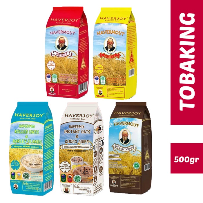 Jual Haverjoy Oatmeal 500 gr Australian Oat Havermout Instan Rolled ...