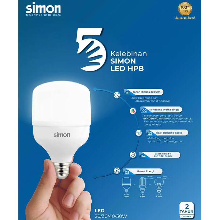 Jual Lampu SIMON Valor LED HPB T120 40 Watt | Shopee Indonesia
