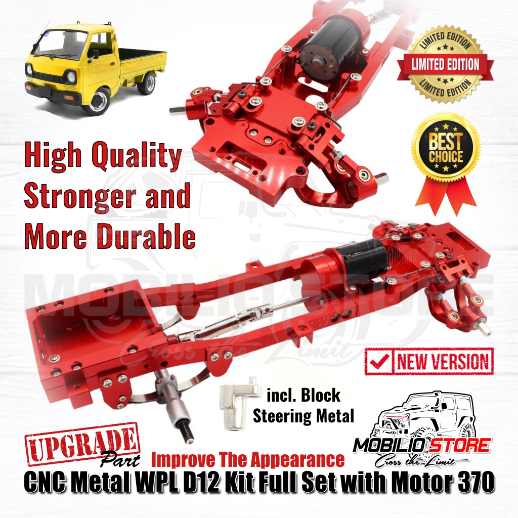 Jual Upgrade CNC Metal WPL D12 Kit Full Set with Motor 370 RC Car Drift ...