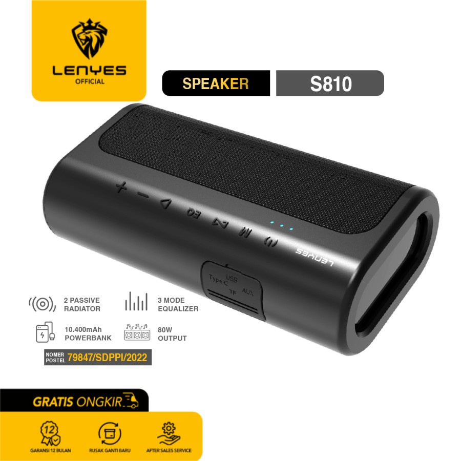 Jual speaker lenyes s810 80w original wireless bluetooth 5.0 chipset ...