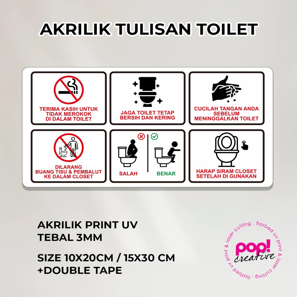 Jual Akrilik Tulisan Toilet Sign Jagalah kebersihan Print UV | Shopee ...