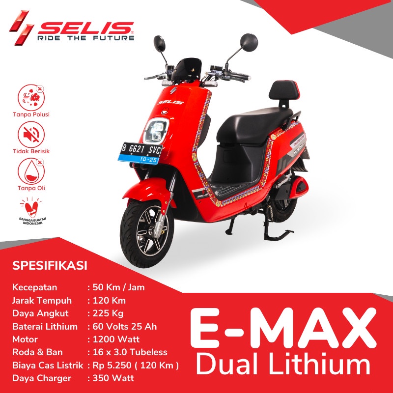 Jual Dual Battery Lithium - Motor listrik Selis tipe EMax | Shopee Indonesia