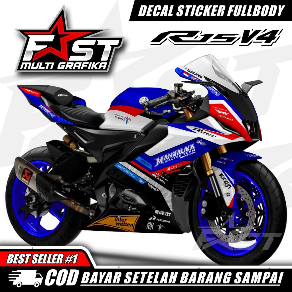 Jual BISA COD stiker decal r15 v4 motif mandalika full body | Shopee ...