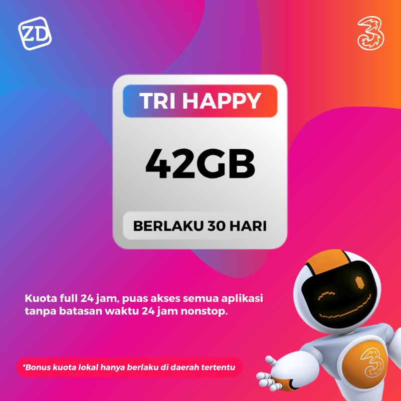Jual Paket Data Tri AON, Happy, Home, dan Unlimited Nasional | Shopee Indonesia