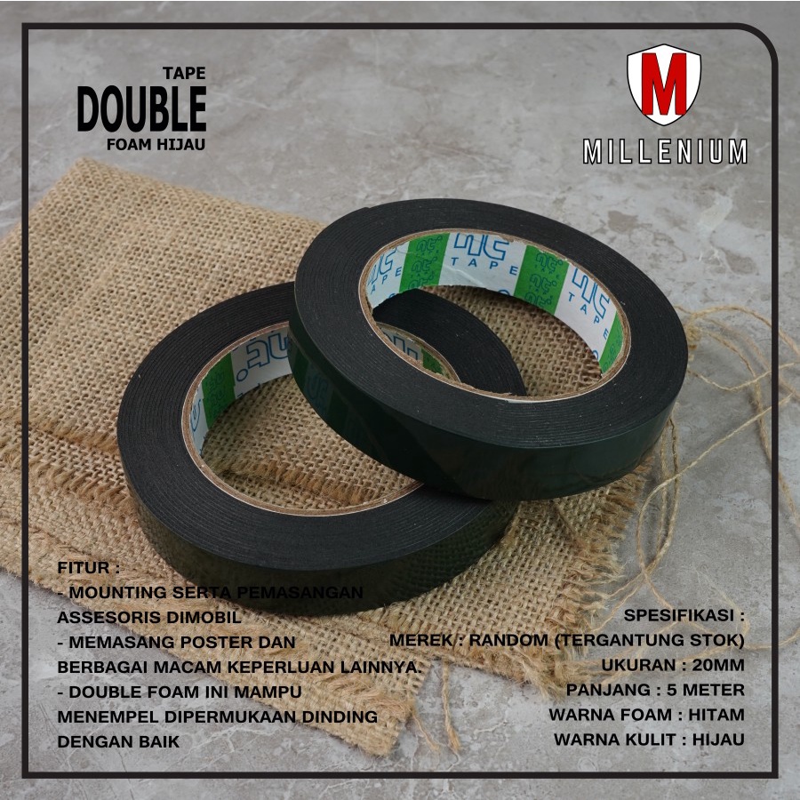 Jual Double Tape Foam Hijau 20MM X 5M Double Tape Busa Hijau Original ...