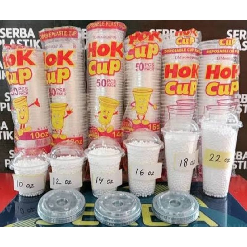 Jual Cup plastik HOK 10oz/12oz/14oz/16oz/18oz/22oz | Shopee Indonesia