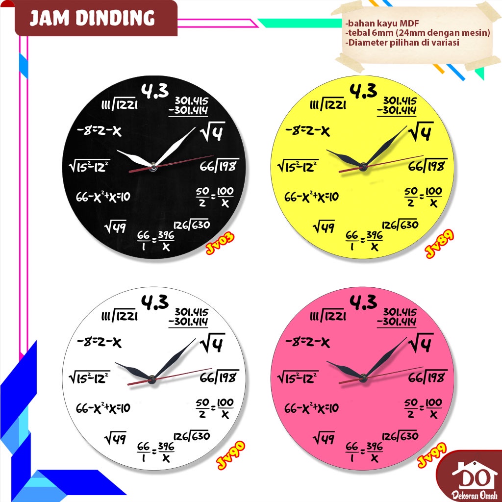 Jual Jam Dinding Rumah Vintage Retro JV Math Matematika | Shopee Indonesia