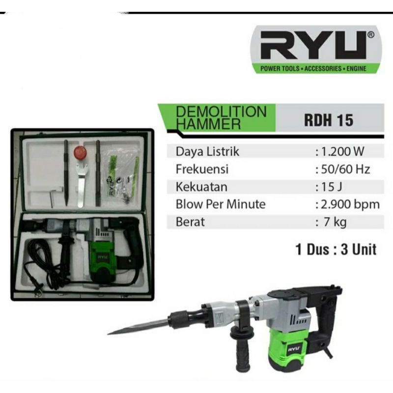 Jual RYU RDH 15 jack hammer drill mesin bobok beton demolition hammer ...