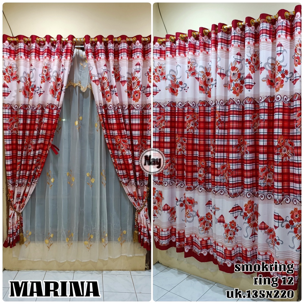Jual gorden tirai jendela dan pintu smokring ring 12 uk 135x220 motif ...