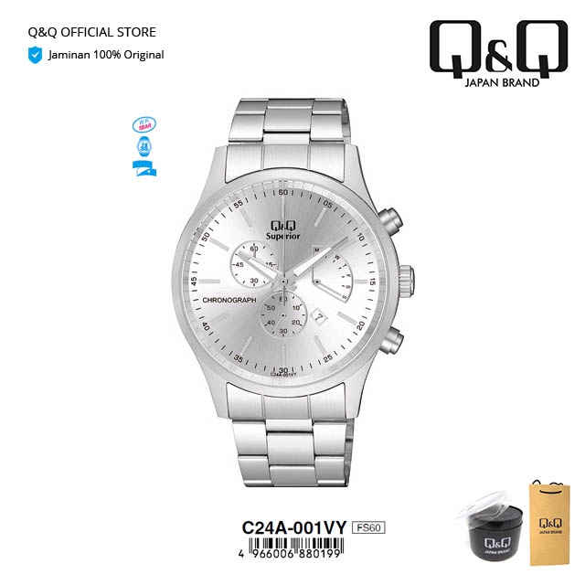 Jual Q&Q QnQ QQ Jam Tangan Pria Rantai Besi Analog Stainless Steel - C24 C24A Superior Water ...