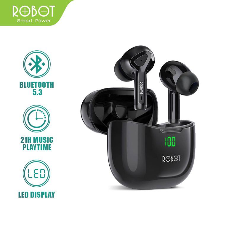 Jual Robot TWS Wireless Earphone Airbuds T30 PLUS Original BT 5.3 True ...