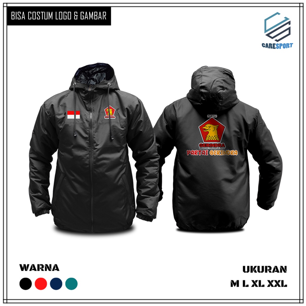 Jual JAKET PARTAI GERINDRA TERBARU PARASUT CASUAL KEREN SABLON DTF ...