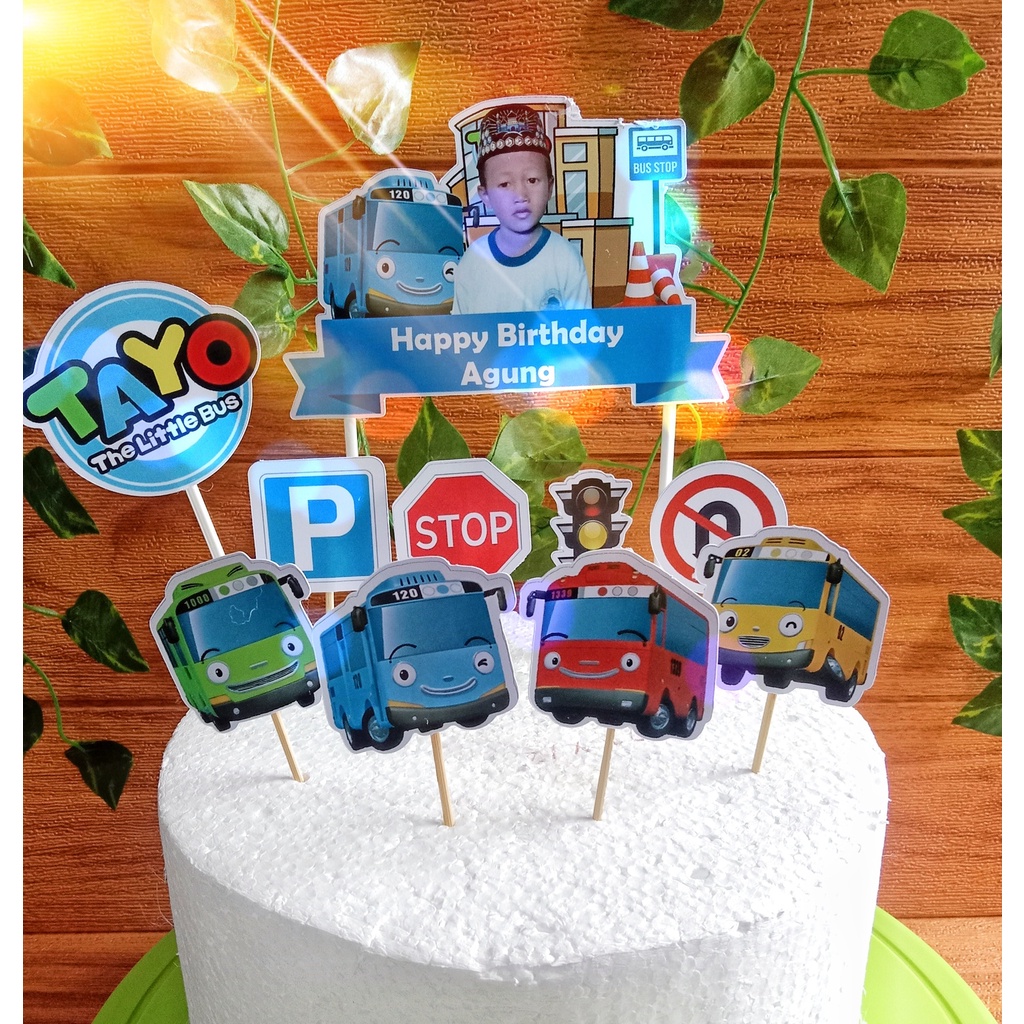 Jual Topper Cake Tayo Custom Foto dan Nama untuk Dekorasi / Hiasan Kue ...