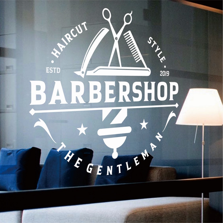 Jual STICKER BARBERSHOP STIKER PANGKAS RAMBUT BISA COSTUM NAMA CUTTING ...