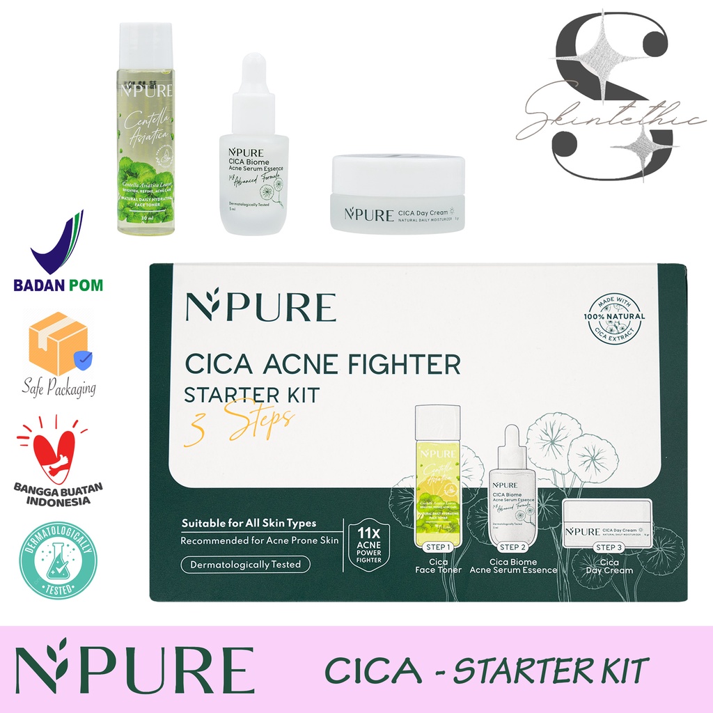 Jual N'Pure Cica Starter Kit [Travel Size] NPure Cica Acne Fighter Kit ...