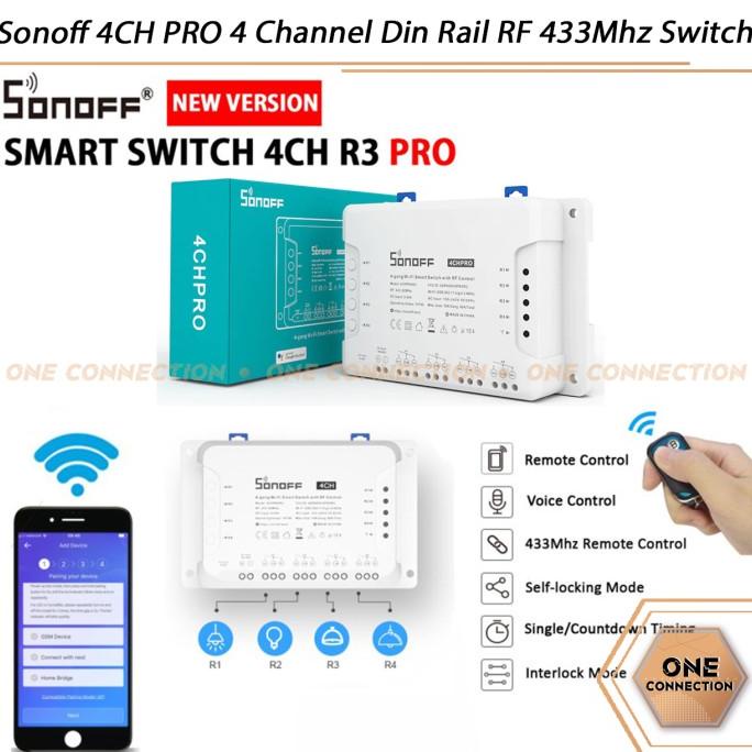 Jual Sonoff 4CH PRO R2 - 4 Channel Din Rail WiFi - RF 433Mhz Switch ...