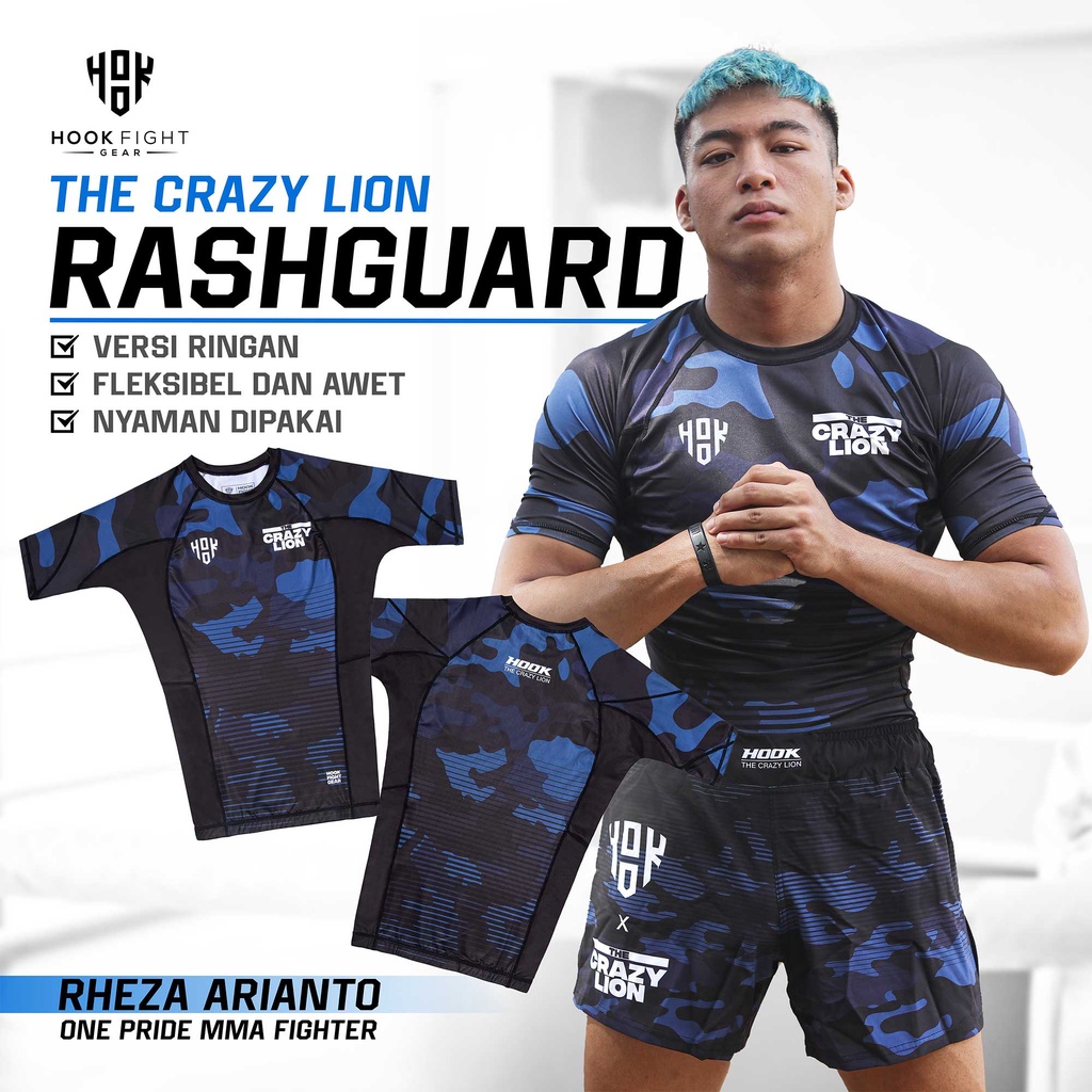 Jual Rashguard MMA Hook x The Crazy Lion BJJ Compression Muay Thai ...