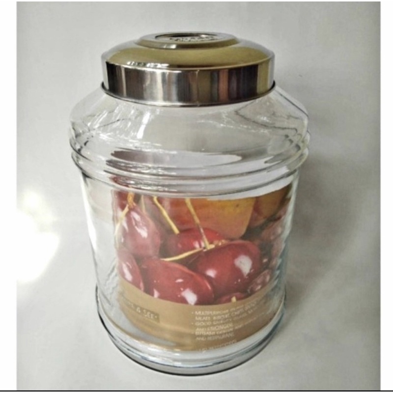 Jual Toples kaca bulat ulir Asinan 6 tutup stainless 16 liter | Shopee ...