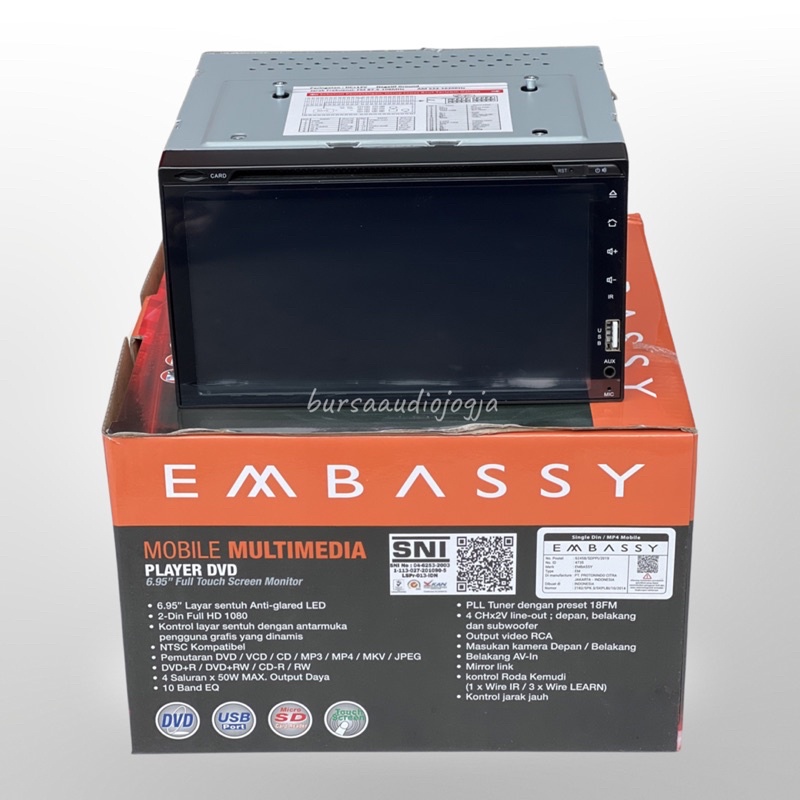 Jual TAPE MOBIL HEAD UNIT DOUBLE DIN DVD TV Embassy 7 Inch MIRORLINK ...