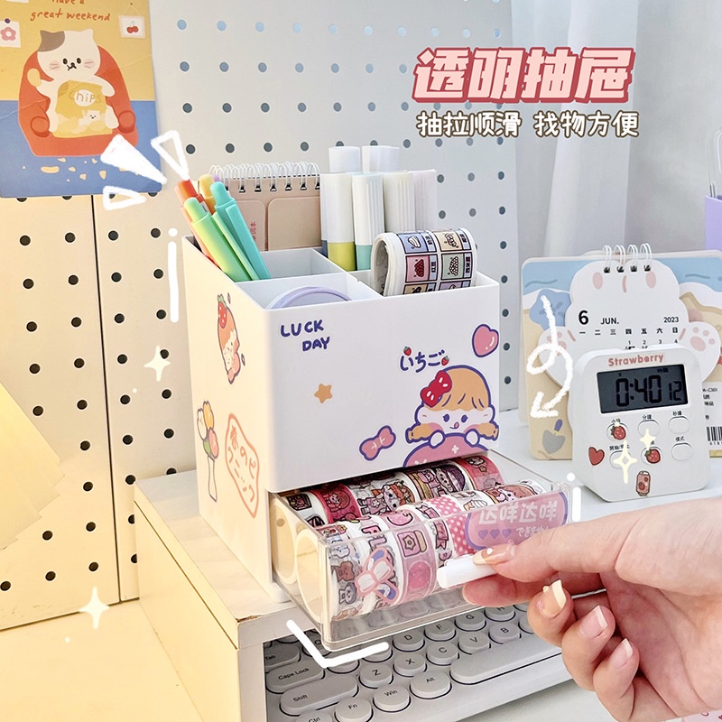 Jual Desktop Organizer Rak Meja Aesthetic Pastel 5 Sekat 1 Laci ...