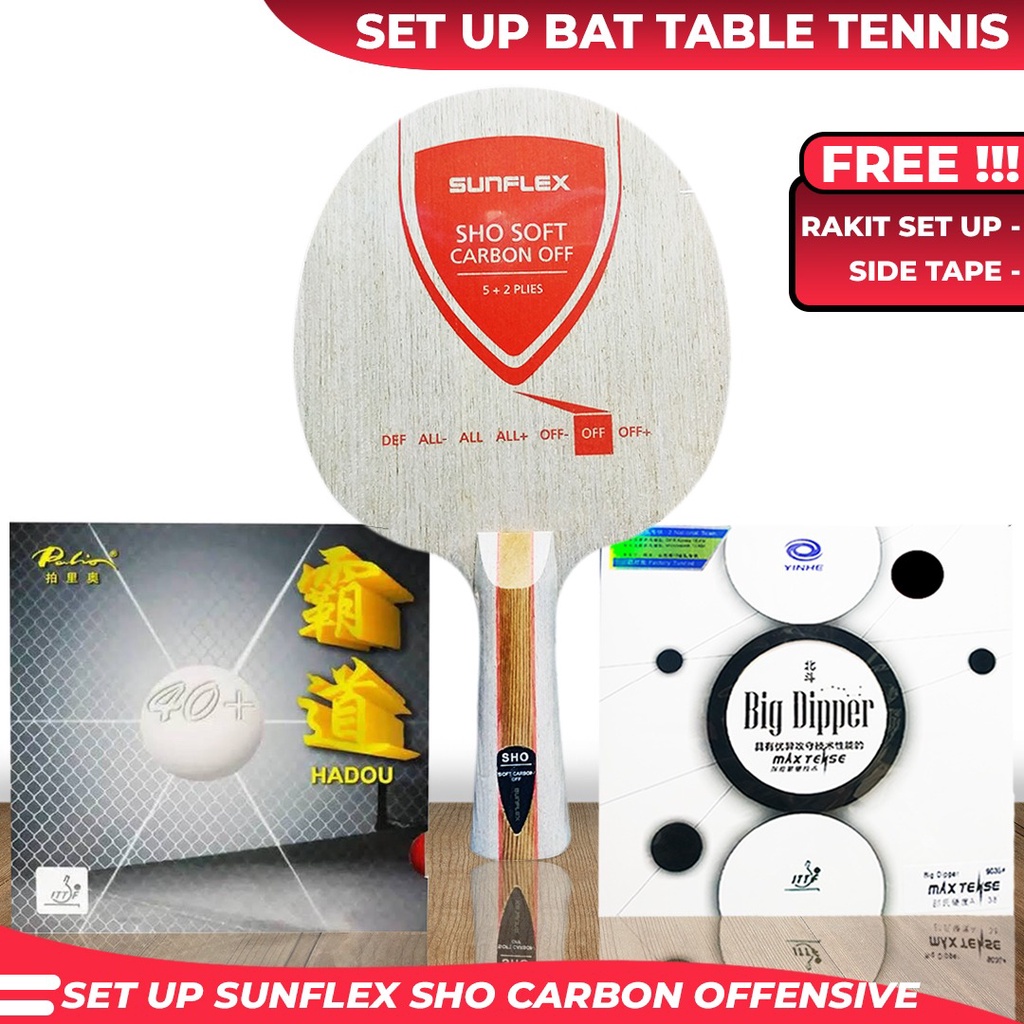 Jual Setup Tenis Meja Sunflex Sho Soft Carbon OFF Hadou 40+ Big Dipper | Shopee Indonesia